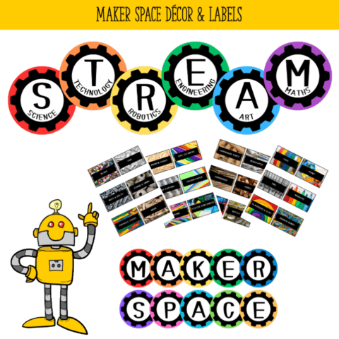 STEAM Lab Classroom Decor & MakerSpace labels - TeacherHQ