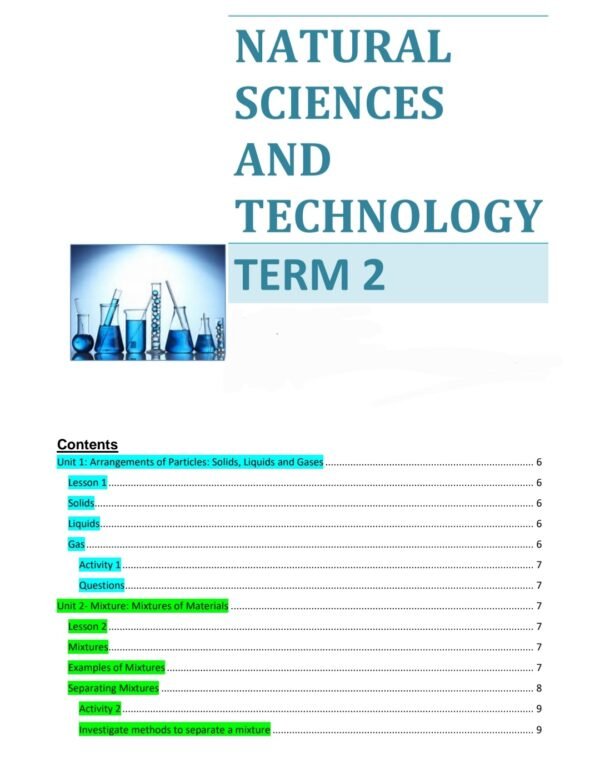 Grade 6 Natural Science and Technology Summary (Term 1 - 4) - TeacherHQ