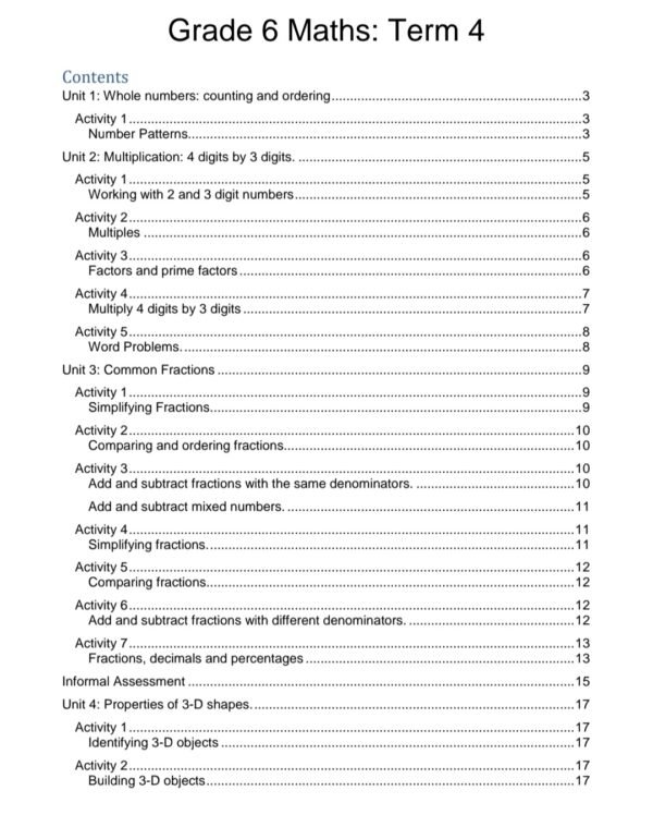 Grade 6 Mathematics Workbook (Term 1 - 4) - TeacherHQ