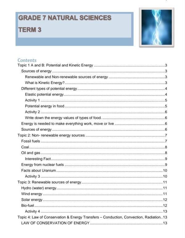 Grade 7 Natural Science Summary ( Term 3 + 4) - TeacherHQ